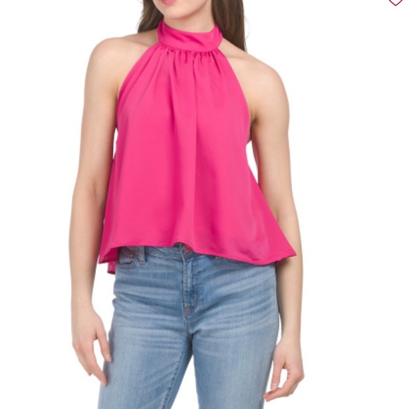 Tops | Hot Pink Halter Blouse | Poshmark